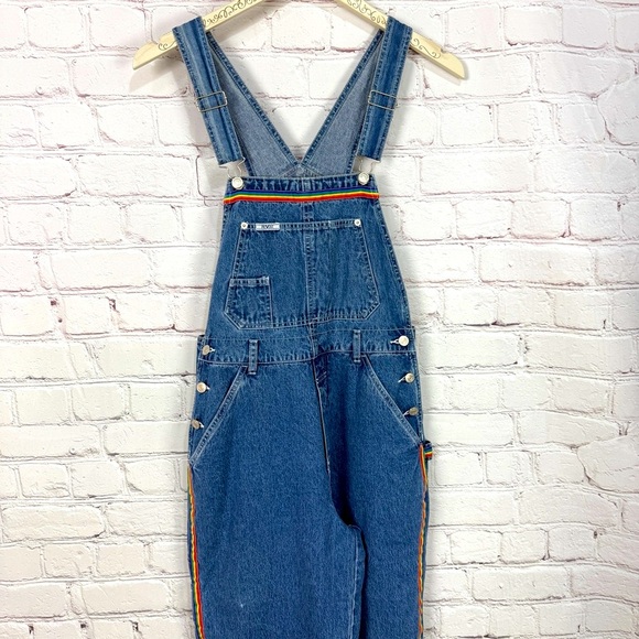 Revolt Jeans | Jeans | Vintage Revolt Rainbow Bib Overalls Blue Denim ...